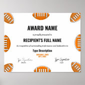 Football Award certificate, MVP Poster | Zazzle