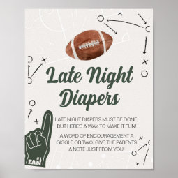 Football Baby Shower Late Night Diapers Poster | Zazzle