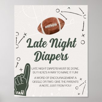 Football Baby Shower Late Night Diapers Poster | Zazzle