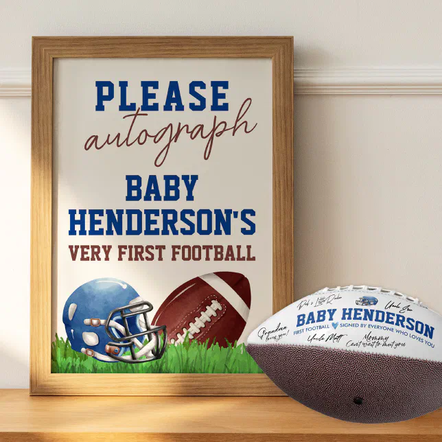 Football Baby Shower Please Autograph The Football Photo Print | Zazzle