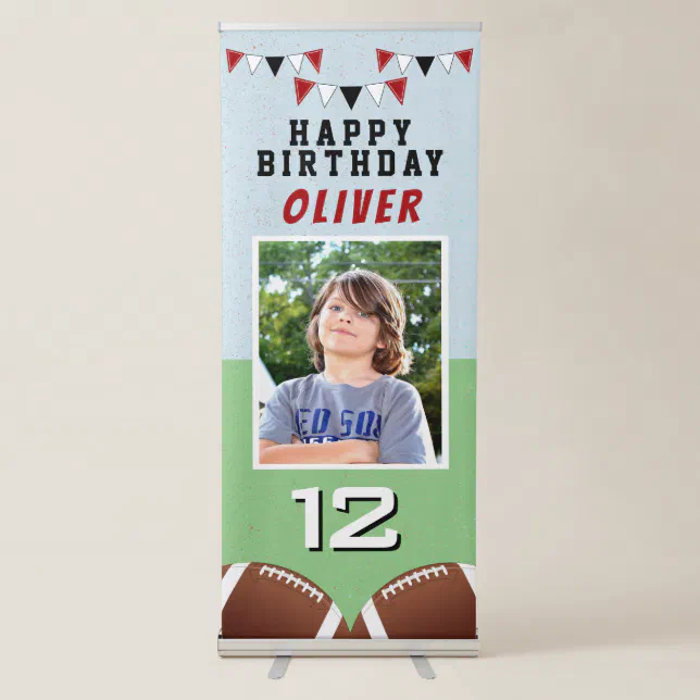 Football Ball Bunting Flags Photo Birthday Party Retractable Banner ...