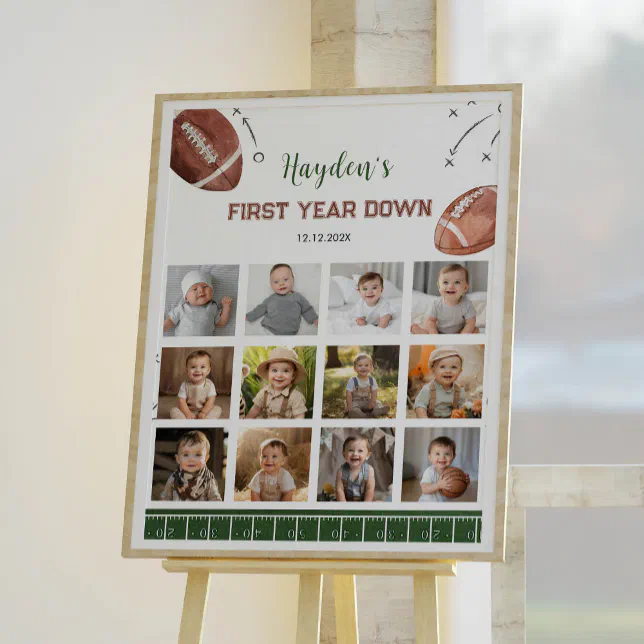 Football Birthday First Year Photo Milestone Sign | Zazzle