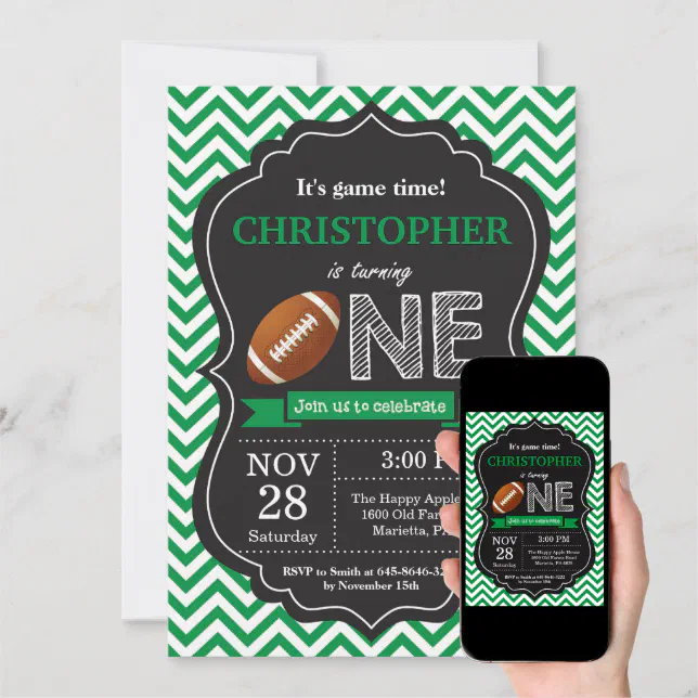 Football Birthday Invitation 1st Birthday Party | Zazzle