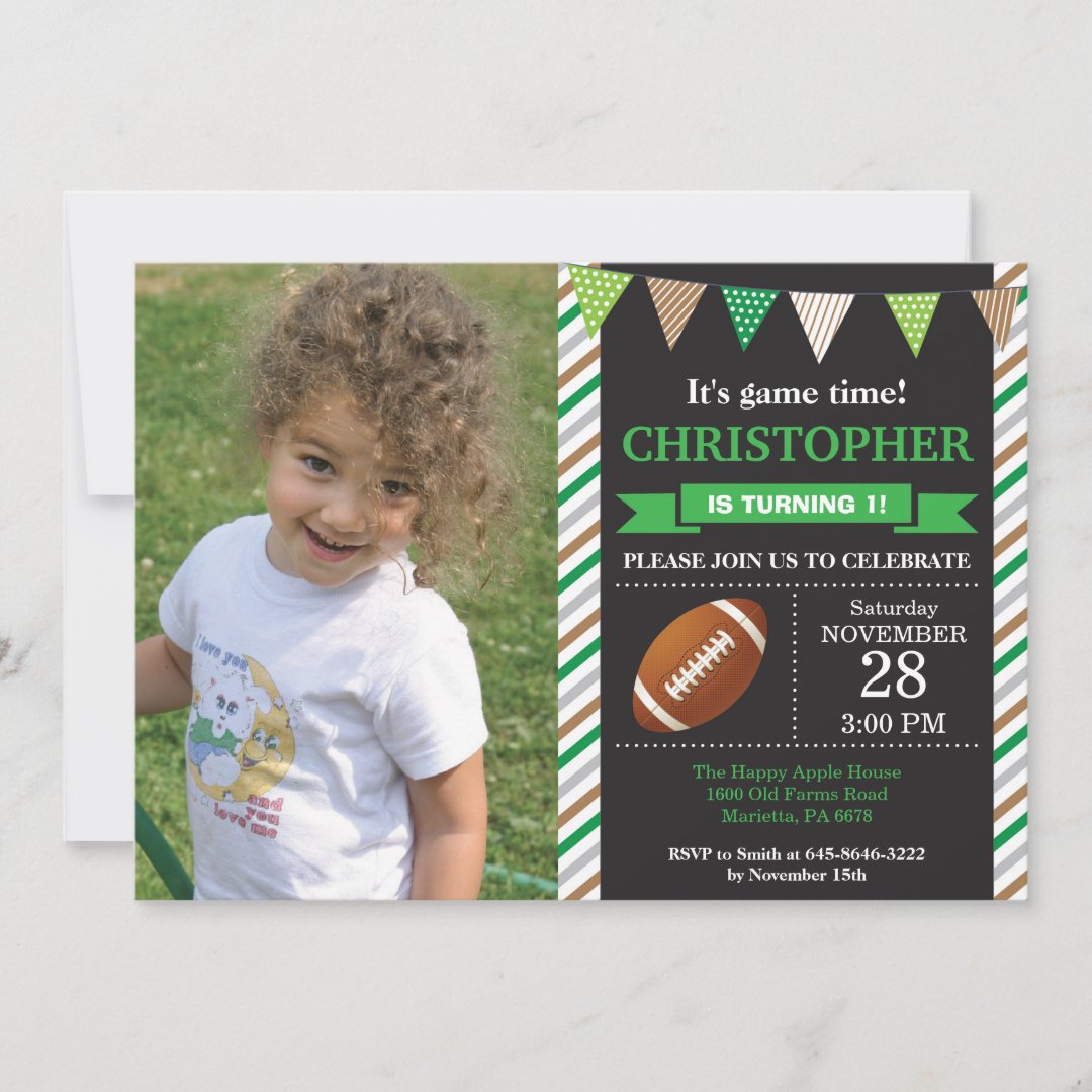 Football Birthday Invitation 1st Birthday Party | Zazzle