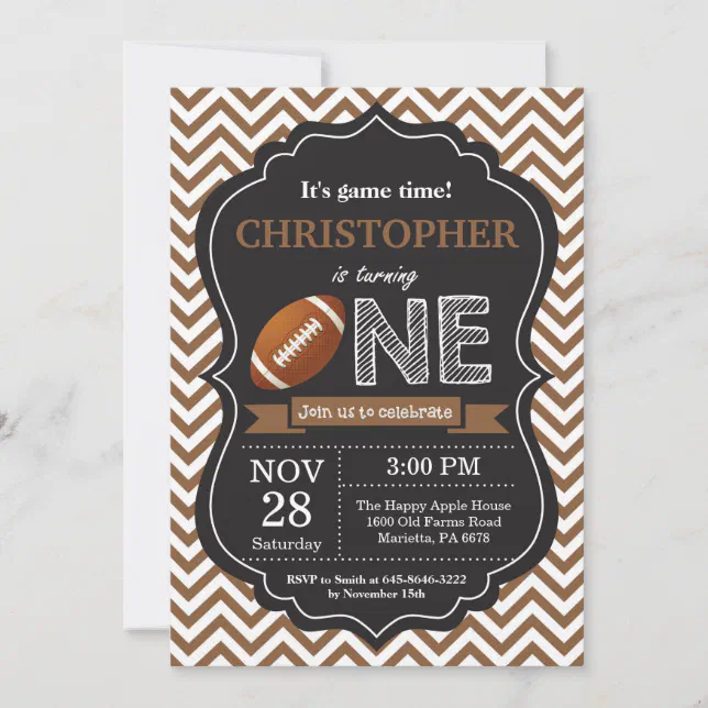 Football Birthday Invitation 1st Birthday Party | Zazzle