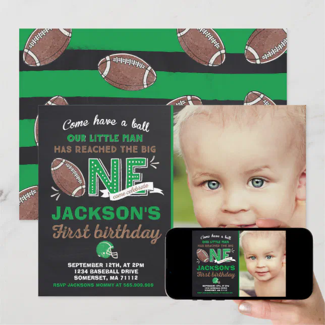 Football Birthday Invitation Football 1st Birthday | Zazzle