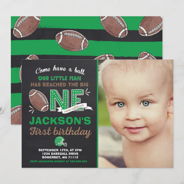 Football Birthday Invitation Football 1st Birthday | Zazzle