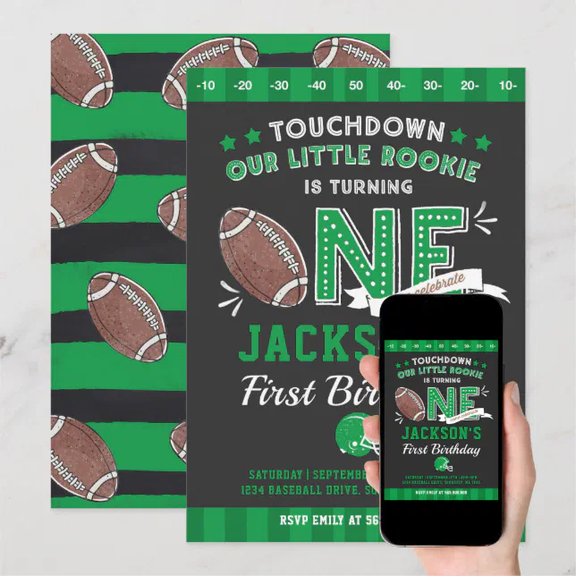Football Birthday Invitation Football 1st Birthday | Zazzle