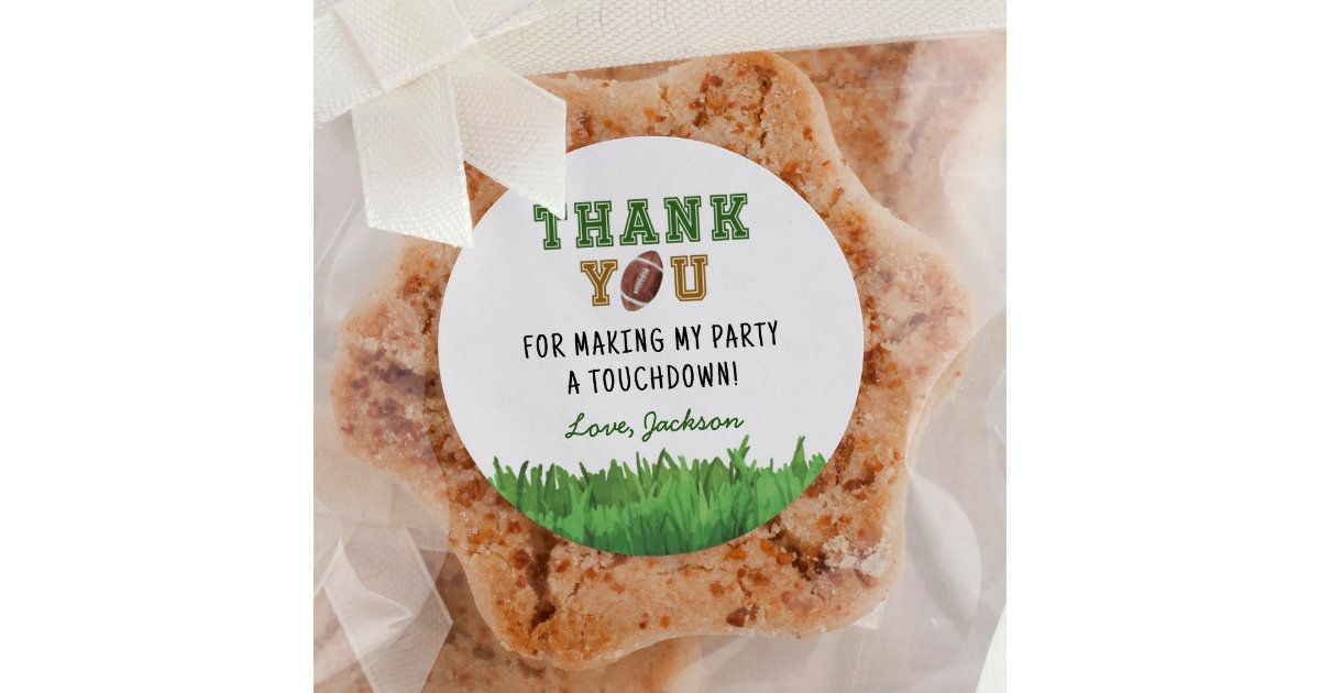Football Birthday Party Classic Round Sticker | Zazzle