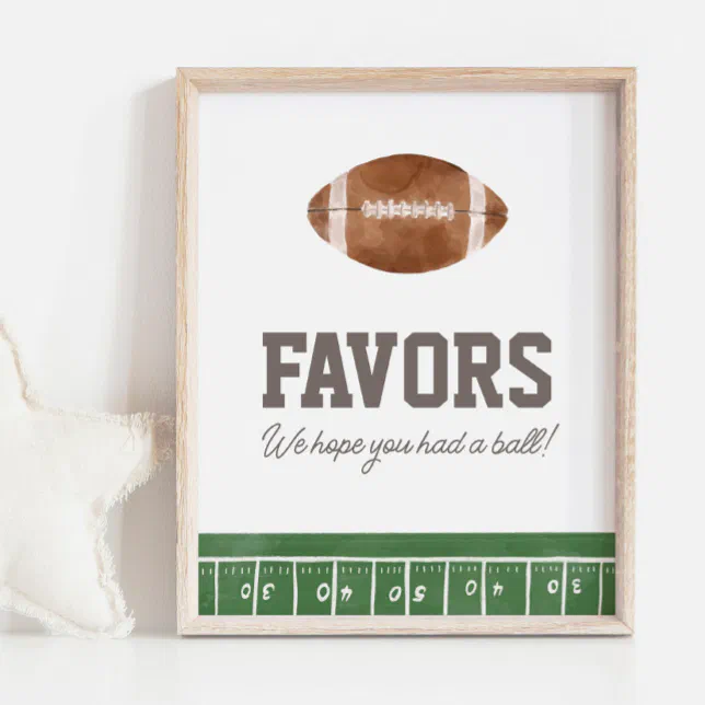 Football Birthday Party Favors Sign | Zazzle