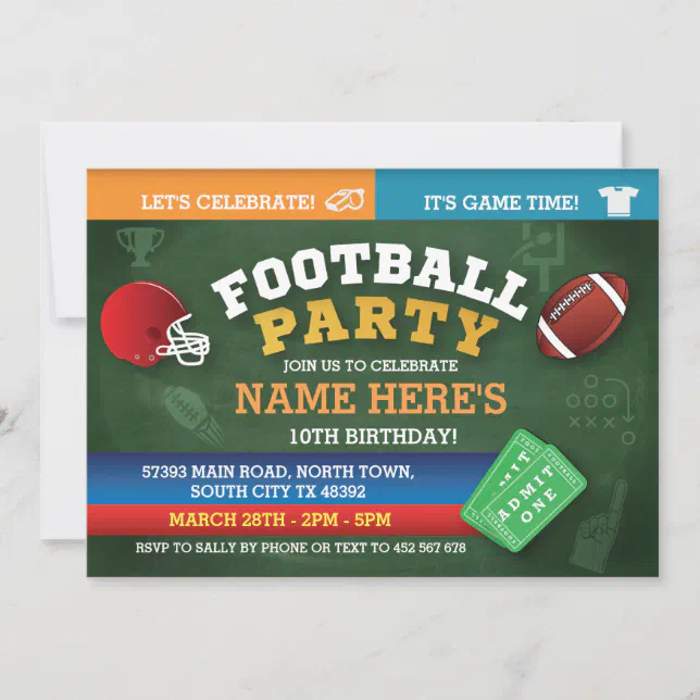 Football Birthday Party Invite sports Invitations | Zazzle