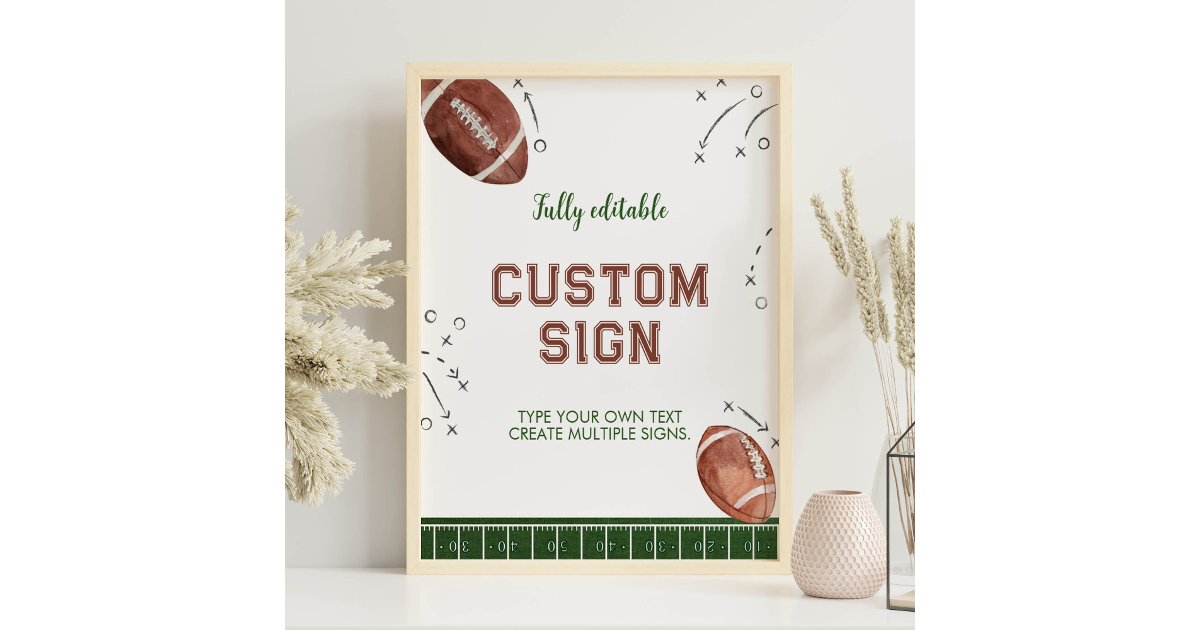 Football Birthday Party Table Sign | Zazzle