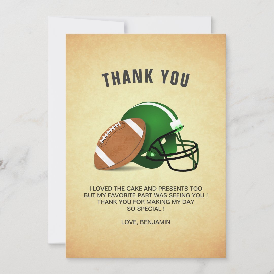 Football Birthday Party Thank You Card | Zazzle
