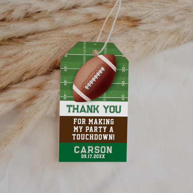 Football Birthday Party Thank You Favor Gift Tags | Zazzle