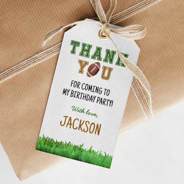 Football Birthday Party Thank You Tag | Zazzle