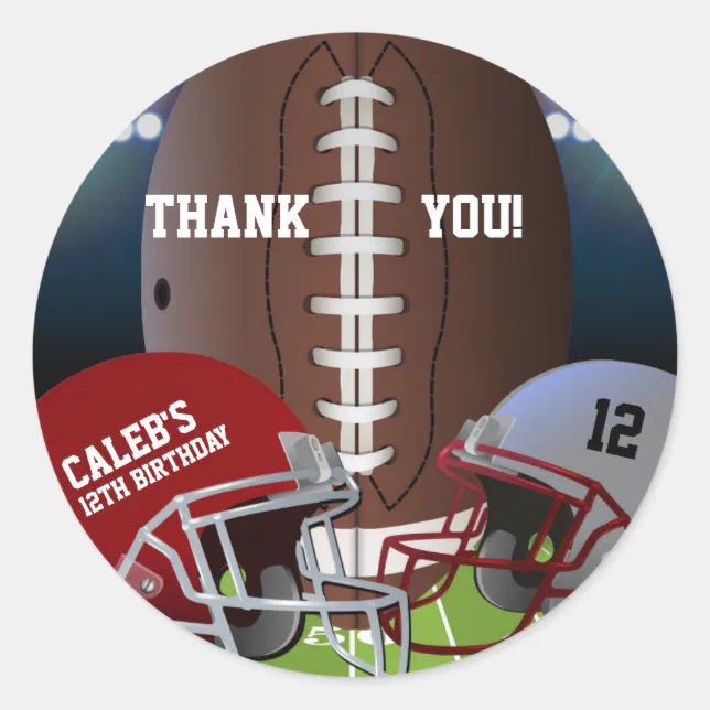 Football Birthday Party VIP Favor Treat Classic Round Sticker | Zazzle