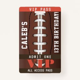 Football Birthday Party VIP Pass Badge | Zazzle