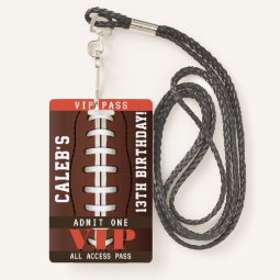 Football Birthday Party VIP Pass Badge | Zazzle