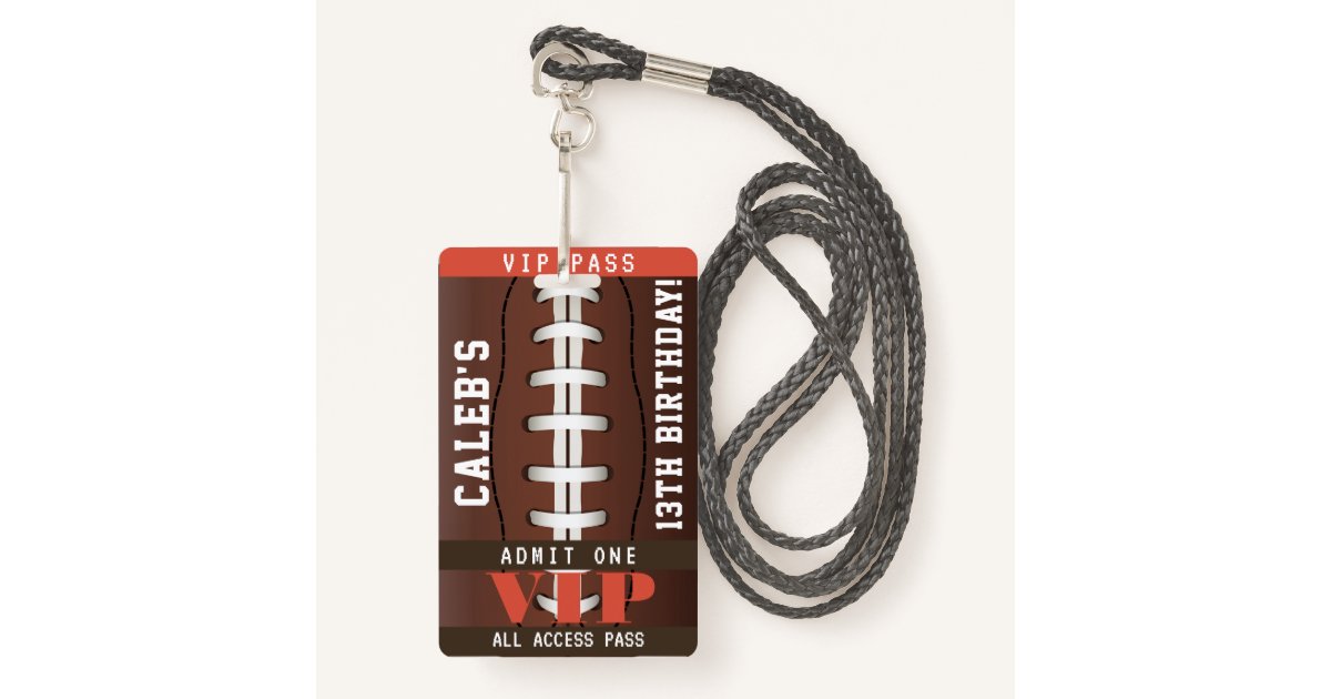 Football Birthday Party VIP Pass Badge | Zazzle