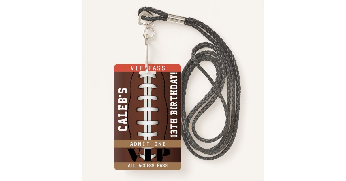 Football Birthday Party VIP Pass Badge | Zazzle