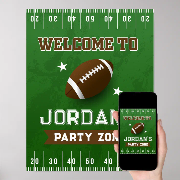 Football Birthday Party Welcome Poster 11x14 | Zazzle