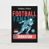 Football Birthday Retro Black Red Blue Touchdown Card | Zazzle