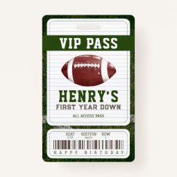 Football Birthday Vip Pass Boy's 1st birthday Badge | Zazzle