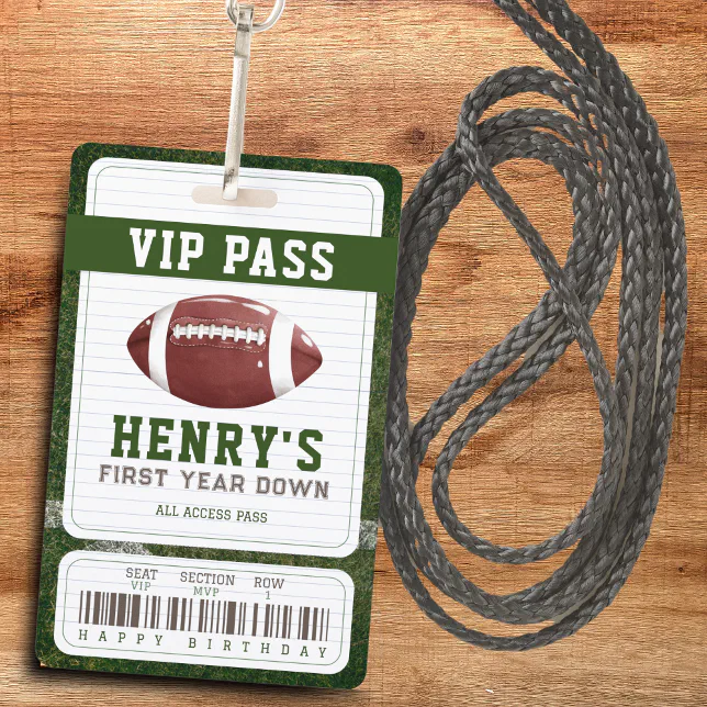 Football Birthday Vip Pass Boy's 1st birthday Badge | Zazzle