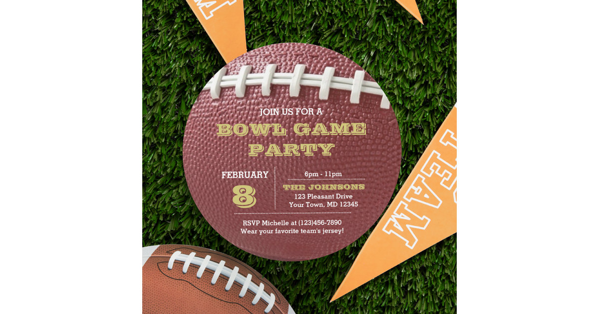 Football Bowl Game Gold Round Invitation | Zazzle