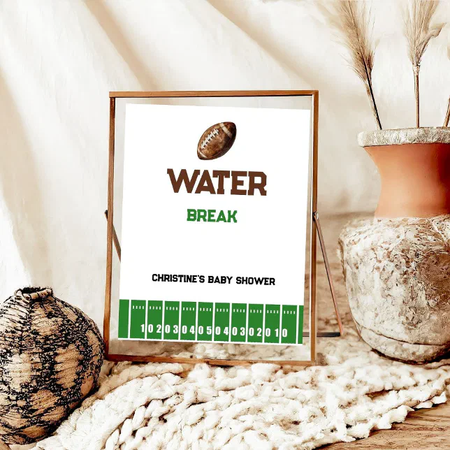 Football Boy Baby shower Water Break Sign | Zazzle