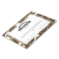 Football Certificates of Participation Notepad | Zazzle