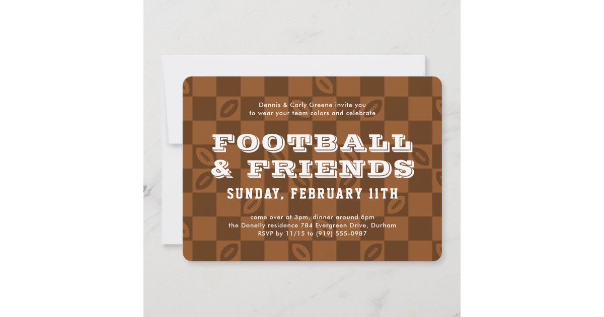 Football Checkerboard Big Game Watch Party Invitation | Zazzle