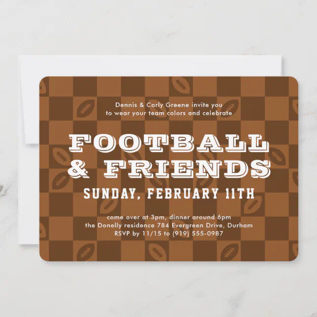 Football Checkerboard Big Game Watch Party Invitation | Zazzle