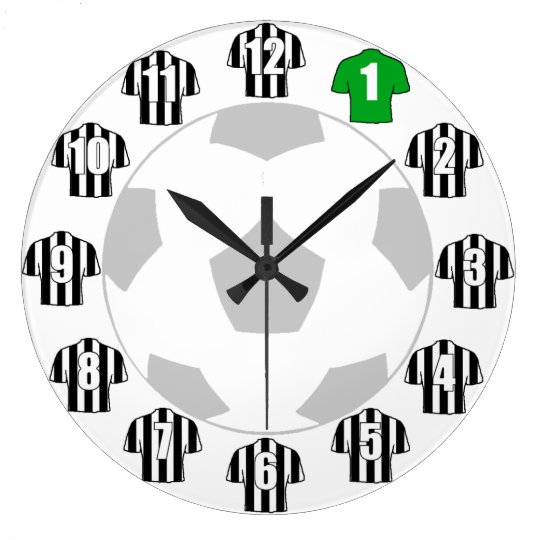 Football Clock - with Black and White Shirts | Zazzle.com