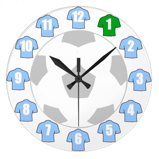 Football Clock - with Sky Blue Shirts | Zazzle.com