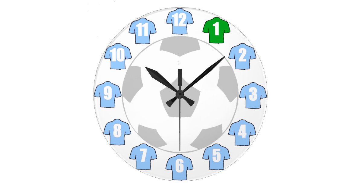 Football Clock - with Sky Blue Shirts | Zazzle.com