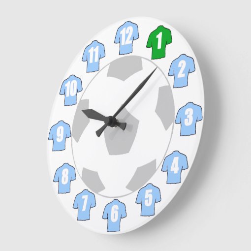 Football Clock - with Sky Blue Shirts | Zazzle