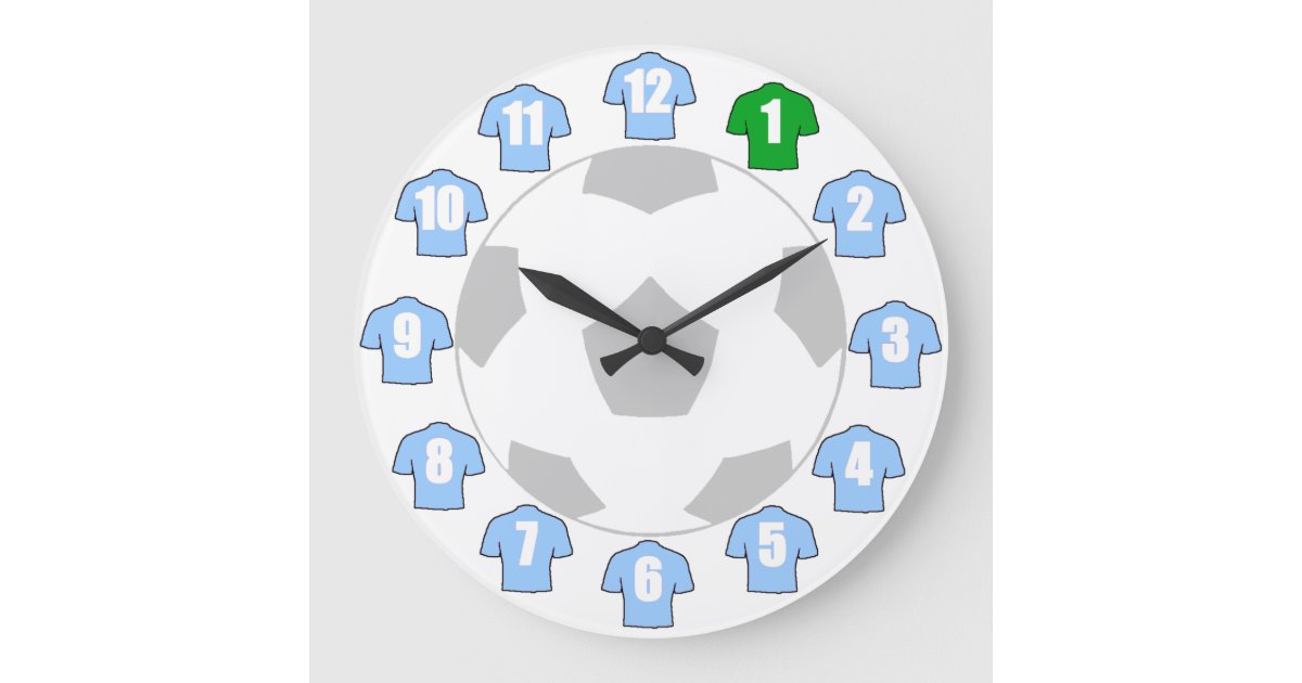 Football Clock - with Sky Blue Shirts | Zazzle