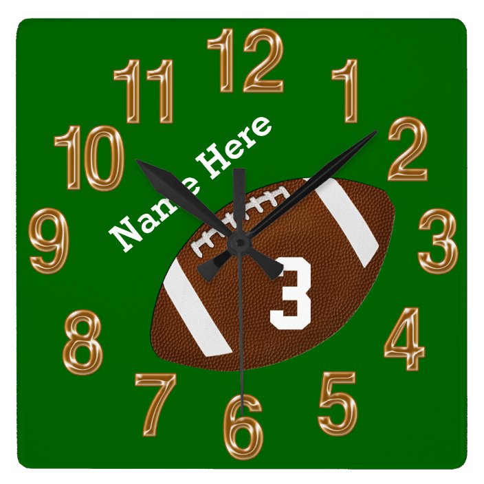 Football Clocks with YOUR NAME and JERSEY NUMBER | Zazzle.com