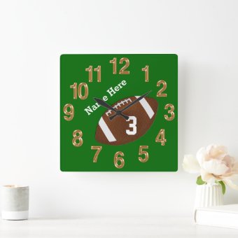 Football Clocks with YOUR NAME and JERSEY NUMBER | Zazzle
