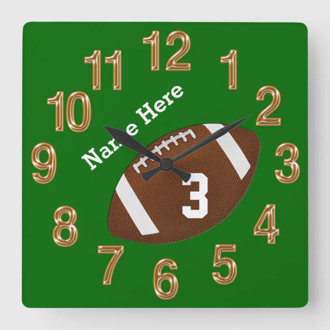 Football Clocks with YOUR NAME and JERSEY NUMBER | Zazzle