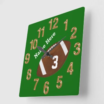 Football Clocks with YOUR NAME and JERSEY NUMBER | Zazzle