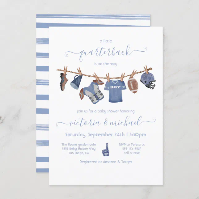 Football Clothesline Baby Shower Invitation | Zazzle