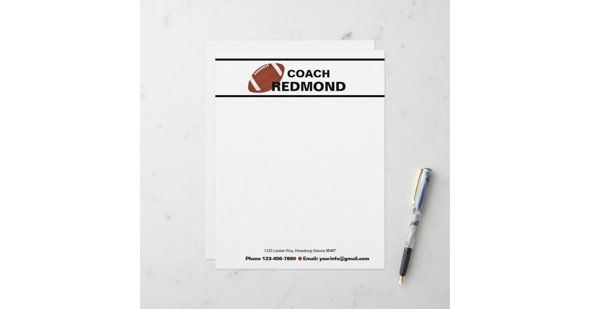 Football Coach Letterhead | Zazzle