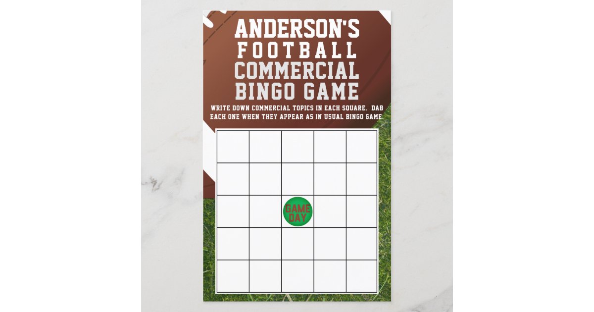 Football Commercial Advertisement Bingo Game | Zazzle
