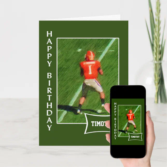 Football - Custom Name Birthday Card | Zazzle