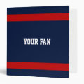 Football Deep Blue, Red & White Personalized Binder | Zazzle