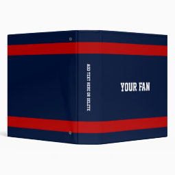 Football Deep Blue, Red & White Personalized Binder | Zazzle