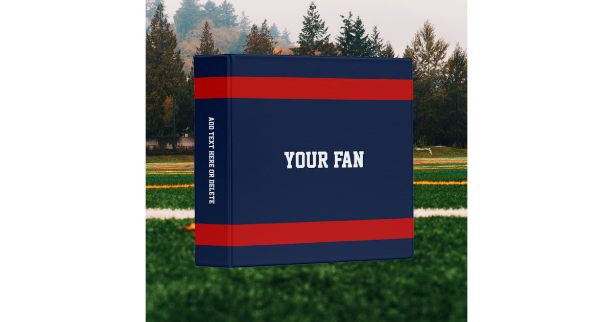 Football Deep Blue, Red & White Personalized Binder | Zazzle