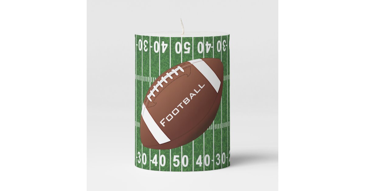 Football Design Pillar Candle | Zazzle